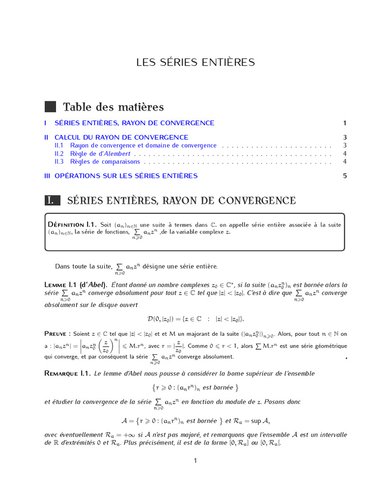 Séries Entières Cours | PDF