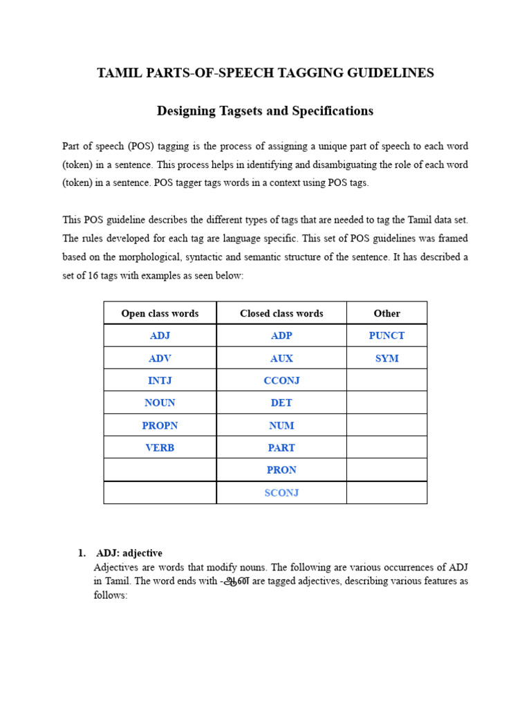 Tamil POS Guidelines V3 | PDF