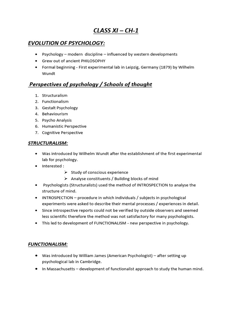 CH-1 (EVOLUTION) PSYCHOLOGY CLASS XI NOTES | PDF CH-1 (EVOLUTION) PSYCHOLOGY CLASS XI NOTES | PDF
