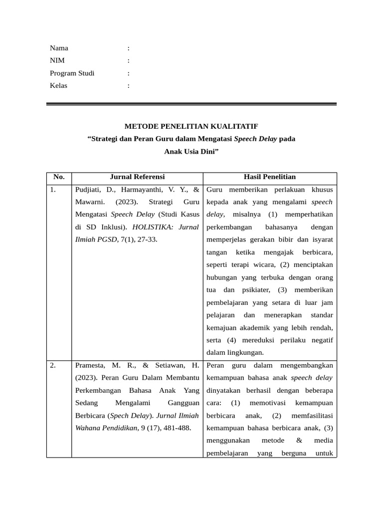 Metopen Kualitatif Speech Delay | PDF