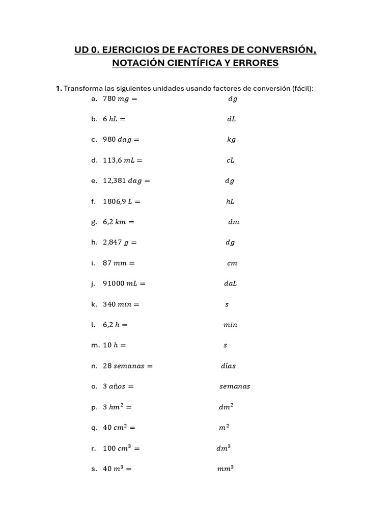 Ejercicios Ud0. Si, Conversión y Errores | PDF