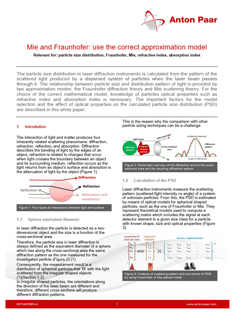 Mie Vs Fraunofer theory | PDF