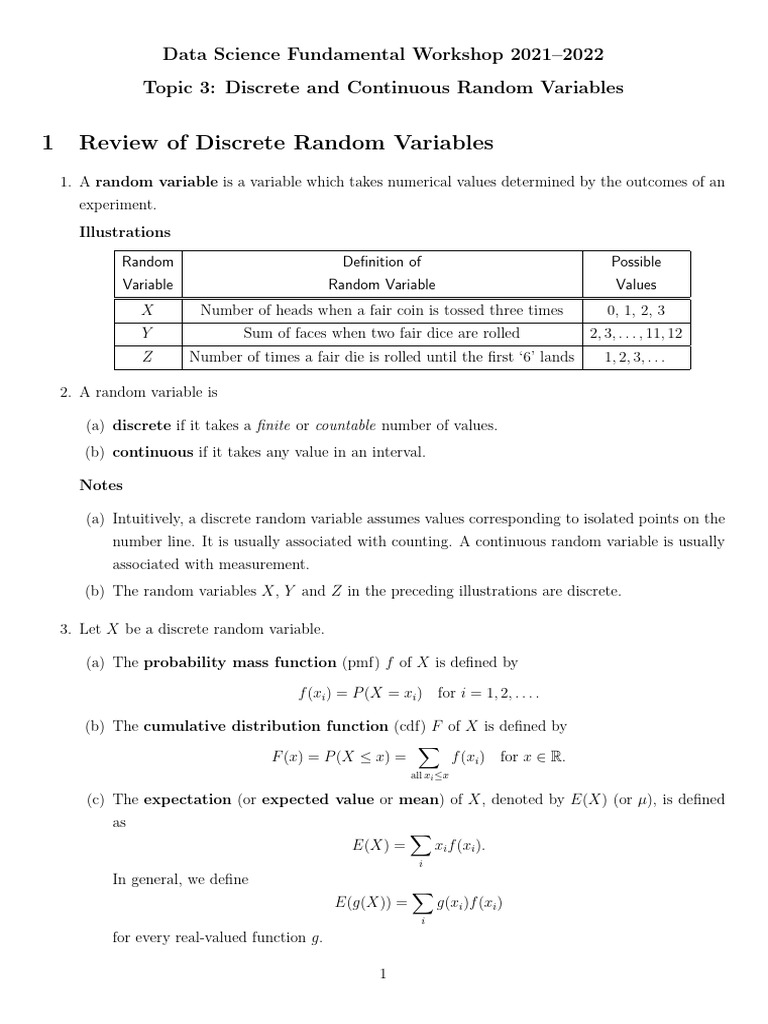 Random Variables | PDF