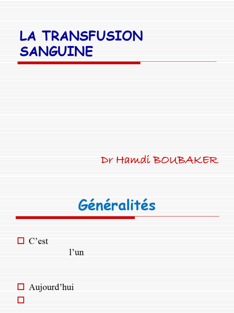 La Transfusion Sanguine Cours | PDF