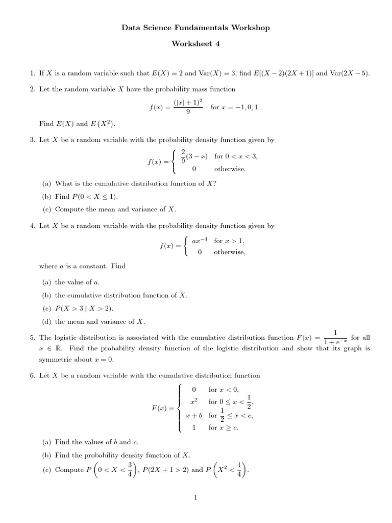 Worksheet 4 (Statistics) Q | PDF