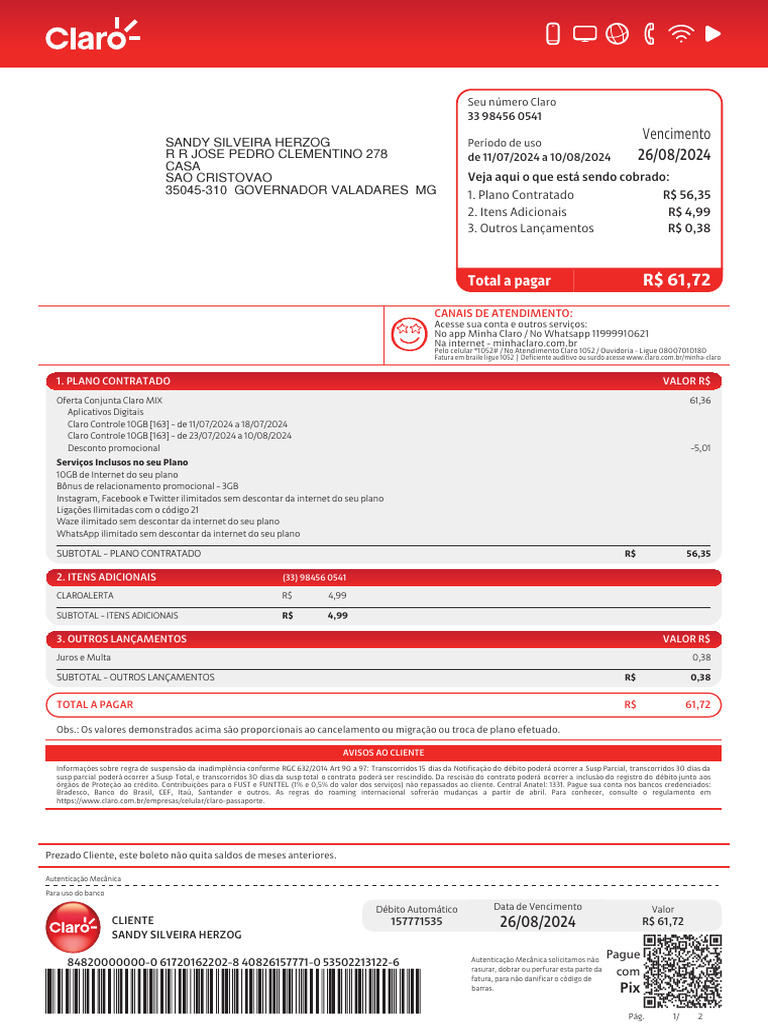 Minha Claro Fatura | PDF