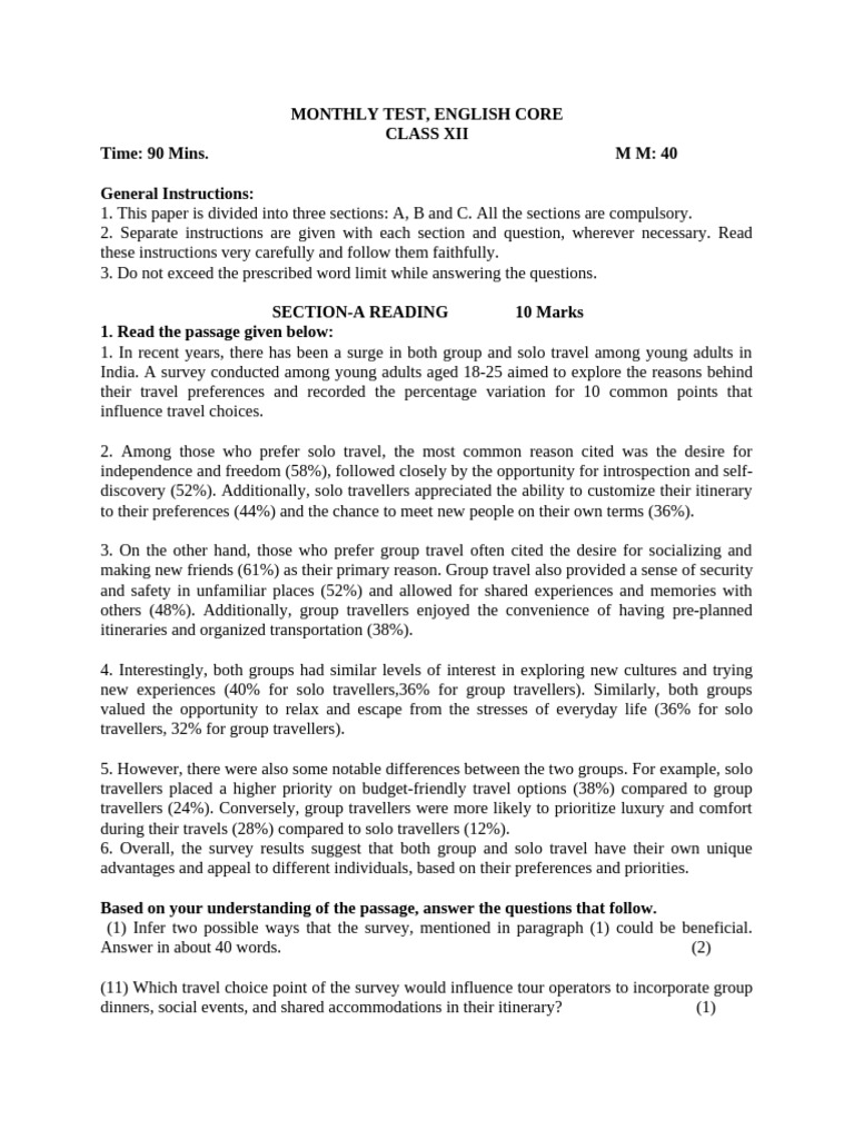 MT&MS-SEP-Eng-XII QP, 2024-1 | PDF | Beauty