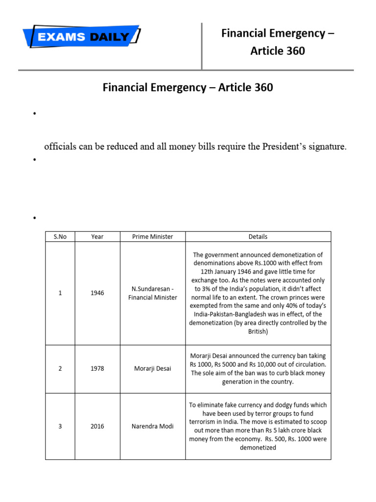 Financial Emergency PDFF | PDF