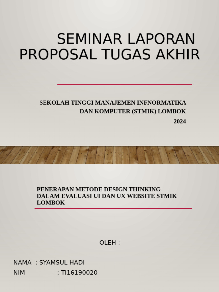 SEMINAR LAPORAN SEMINAR PROPOSAL TUGAS AKHIR - Copy | PDF