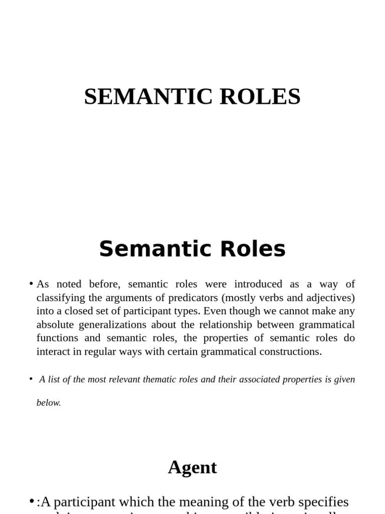 Semantic Role | PDF