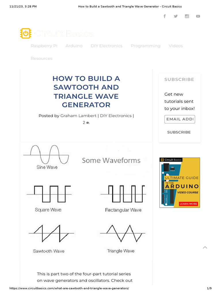 How To Build A Sawtooth and Triangle Wave Generator - Circuit Basics | PDF