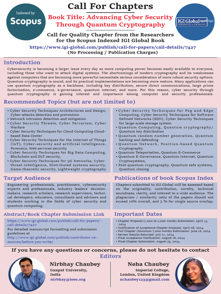 CallforChapters IGIGlobalScopusIndexBook AdvancingCyberSecurityThroughQuantumCryptography NC2 ...