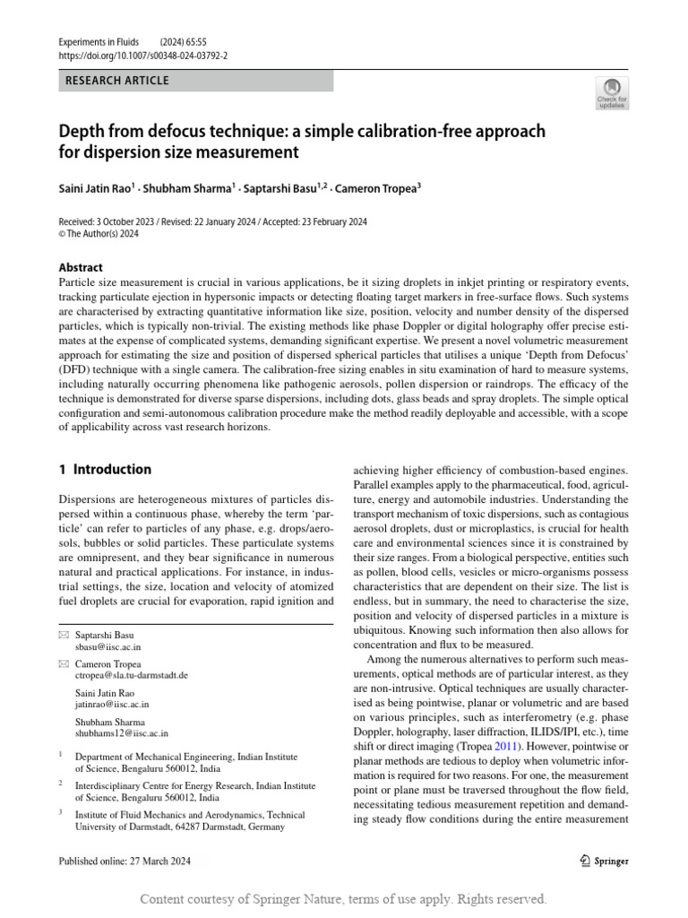 Depth From Defocus Technique A Simple Calibration Pdf