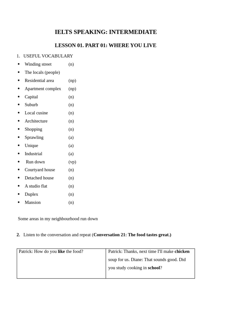 Ielts Speaking Intermediate | PDF