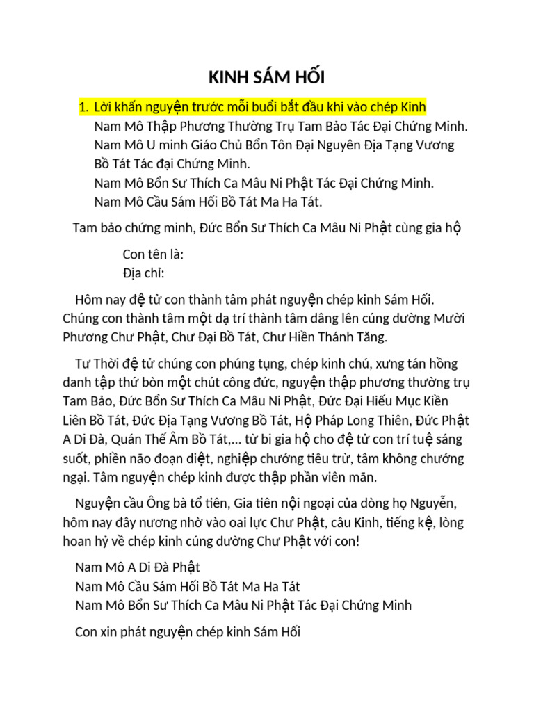KINH SÁM HỐI | PDF