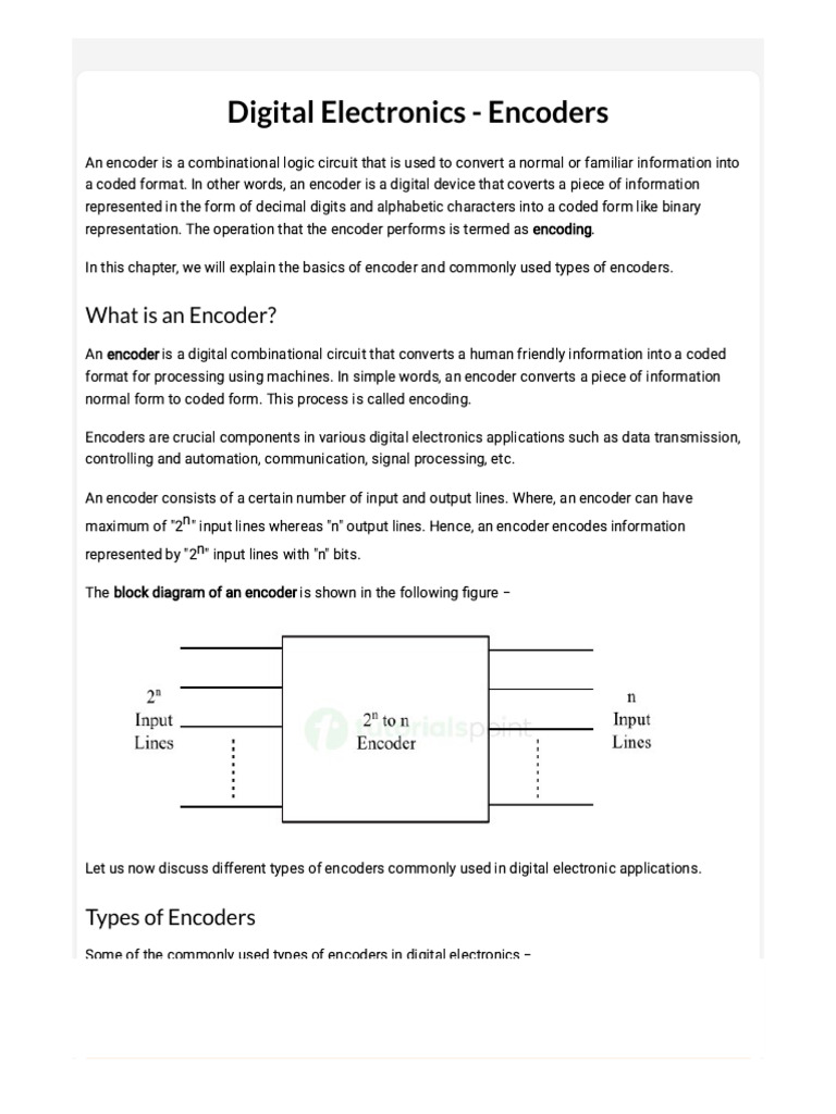 Digital Electronics - Encoders | PDF