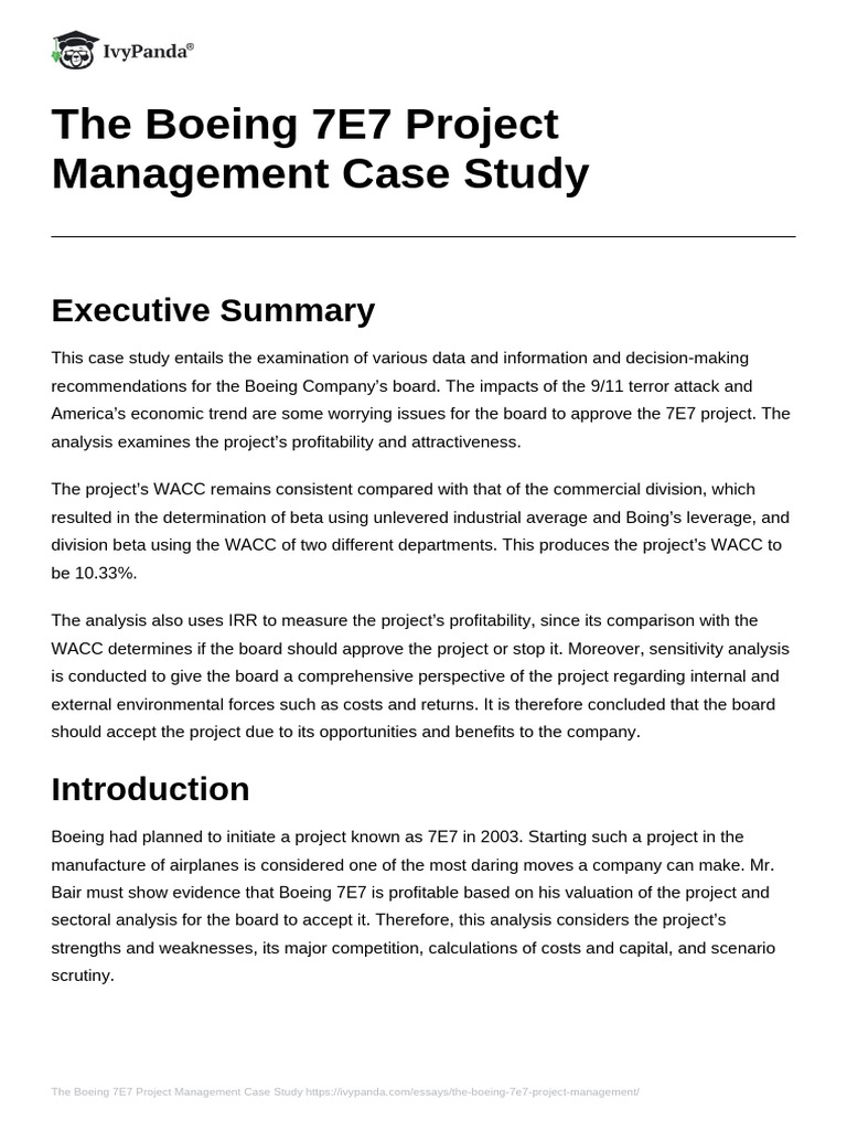 The Boeing 7e7 Project Management | PDF