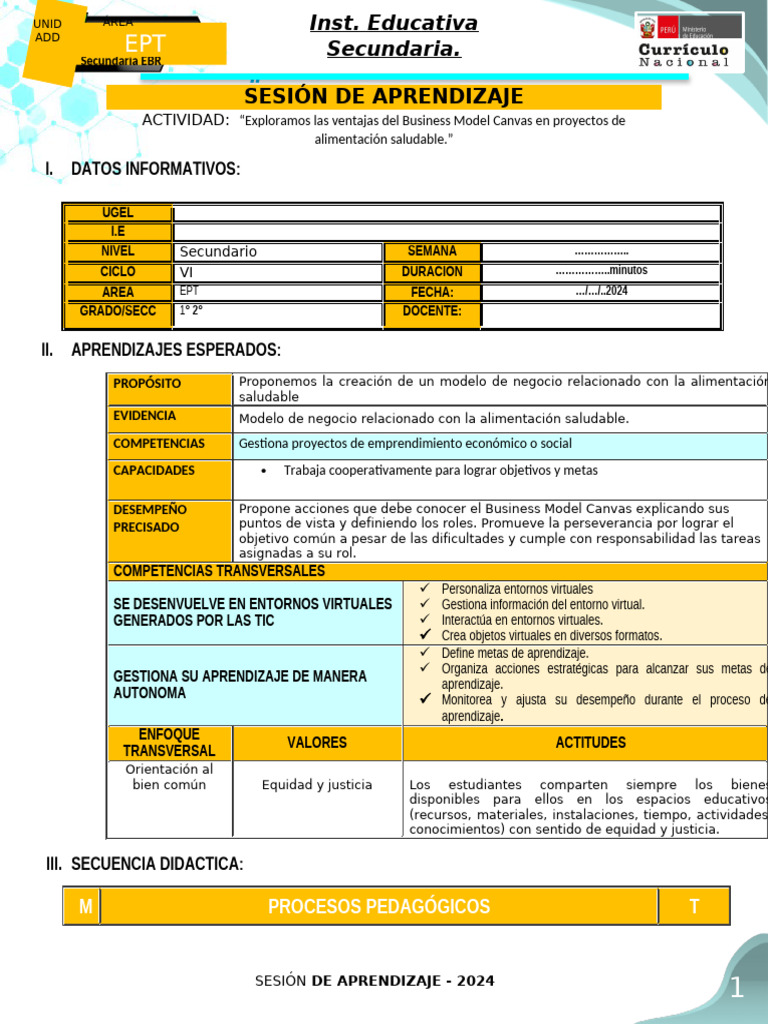 1° 2°-Ses Act 01-Emprendimiento-U6 | PDF