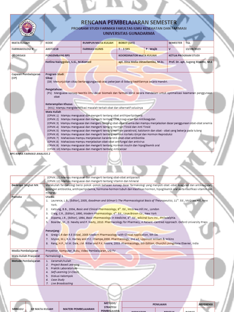 Rps-Farmakologi 2 Farmasi Watermark | PDF