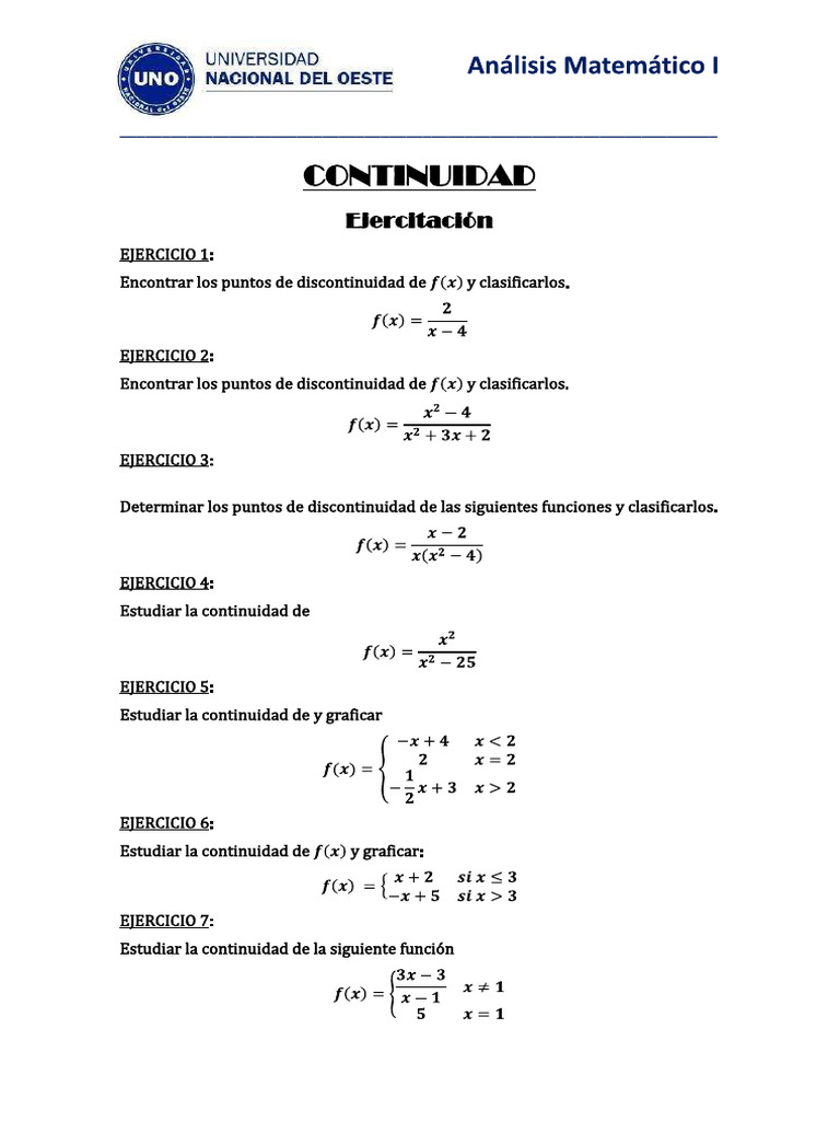 4 - Continuidad Ejercitación-1 | PDF