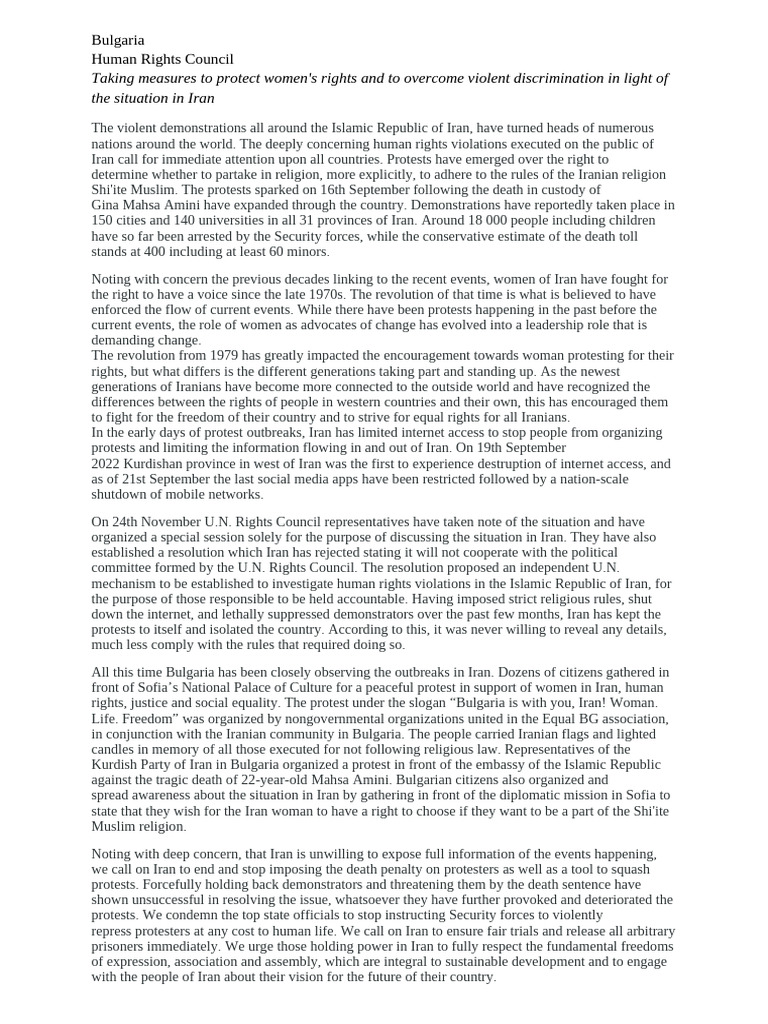 Bulgaria Position Paper | PDF