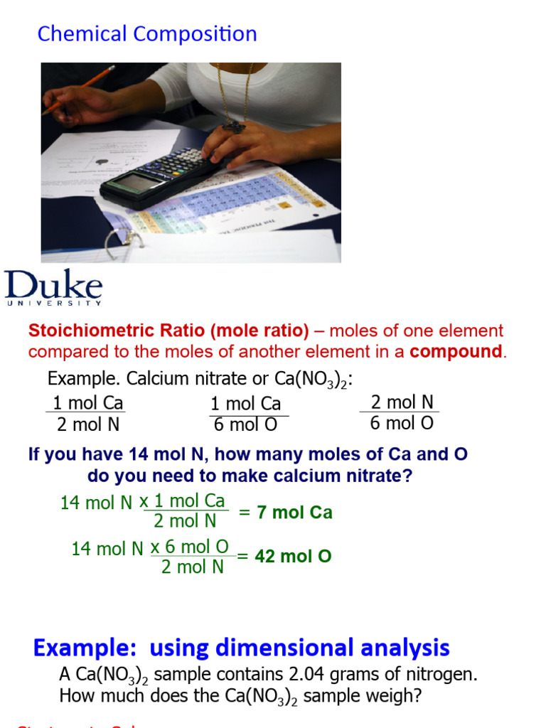 Chemical Composition Mole Ratios | PDF