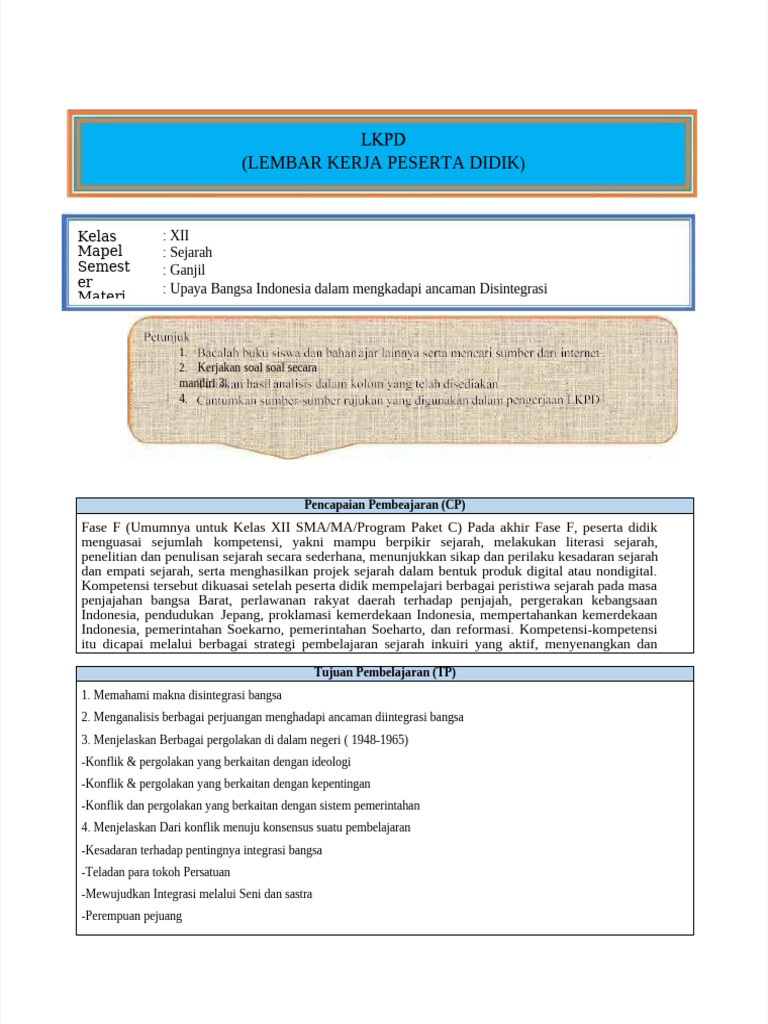 LKPD Bab 1 A KLS 12-1 | PDF