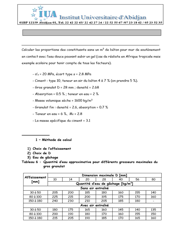 TD N°2 Materiaux de Construction | PDF