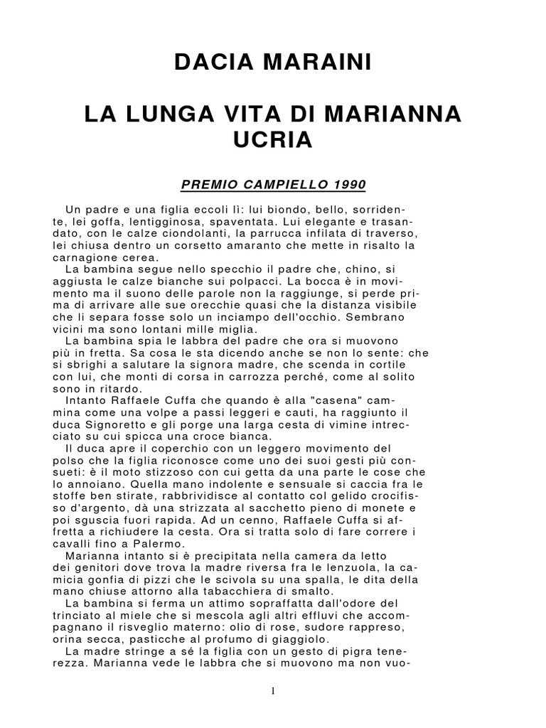 Dacia Maraini - La Lunga Vita Di Marianna Ucria | PDF