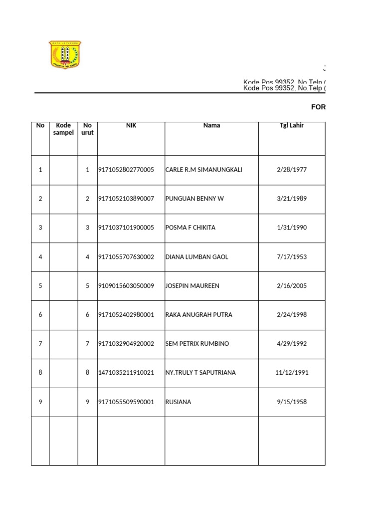 18-02-2022 KIRIM FORM SAMPEL SWAB PCR COVID-19 2022 | PDF
