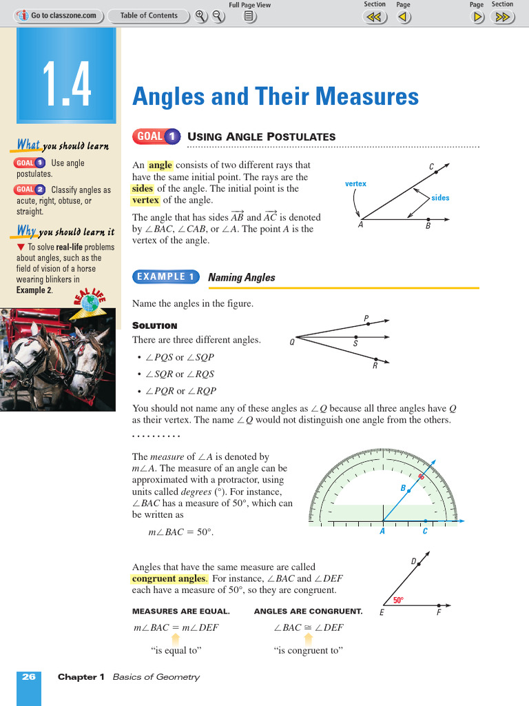 Angles and Measures Textbook | PDF