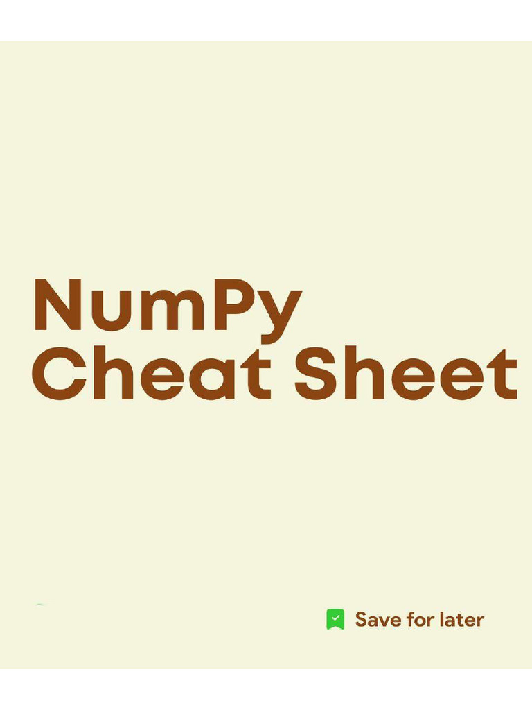 NumPy CheatSheet | PDF NumPy CheatSheet | PDF