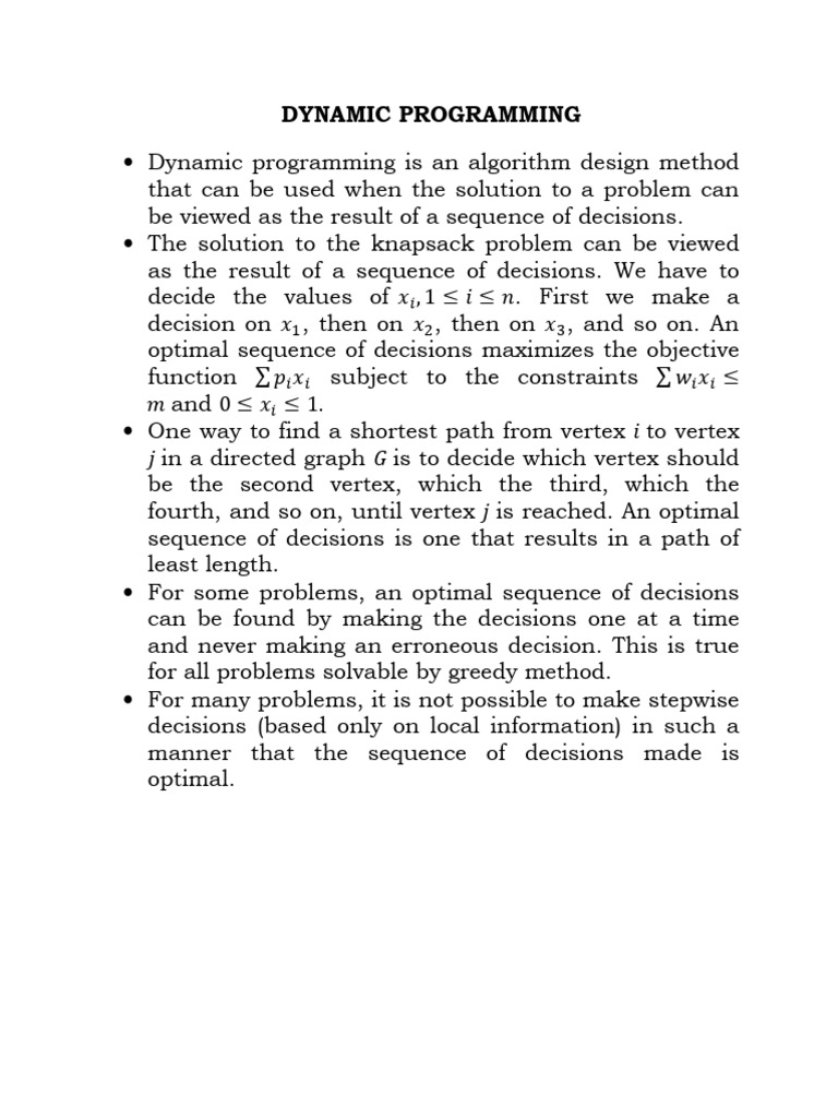 DYNAMIC PROGRAMMING | PDF DYNAMIC PROGRAMMING | PDF