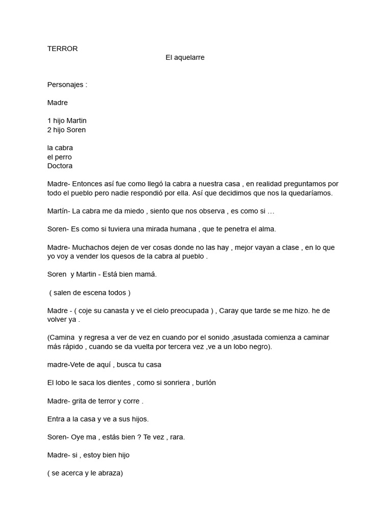 Guion de Teatro de TERROR | PDF