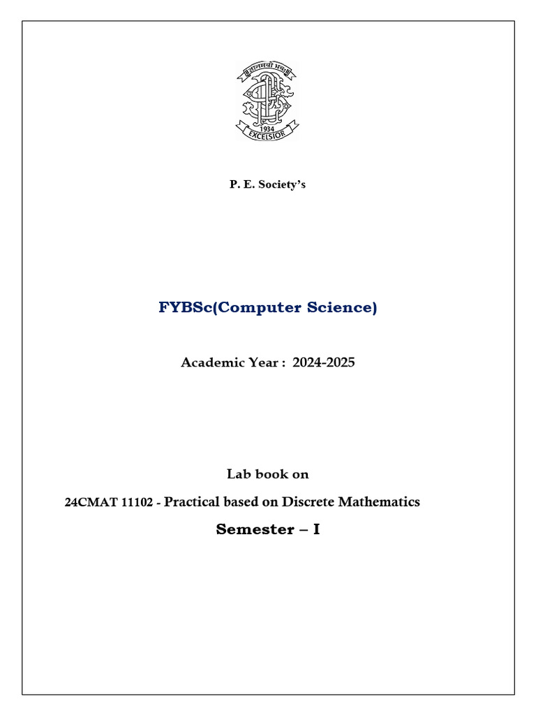 Maths Lab Book FYBSc (Comp - Sci.) Sem I 2024-2025 | PDF
