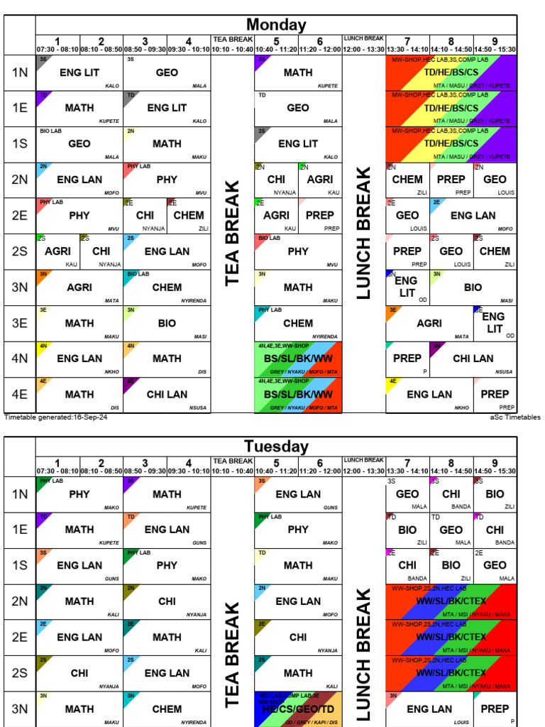 Master Timetable | PDF