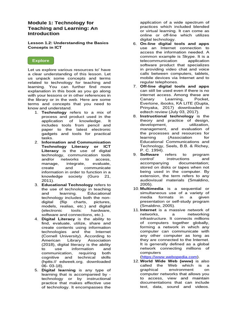 MODULE 1_ lesson 2 TTL 1 student 2024 | PDF
