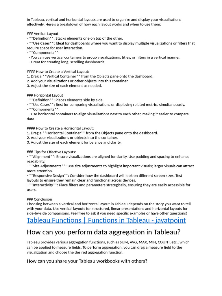 Tableau Functions | PDF