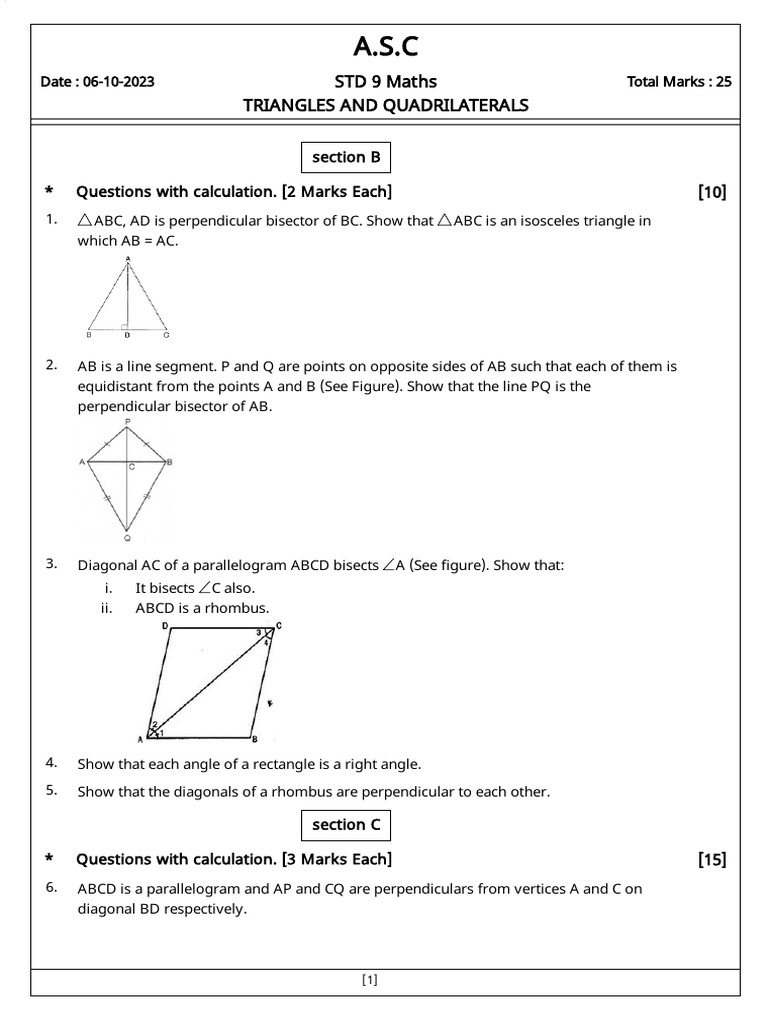 9 - Triangles and Quadrilaterals | PDF