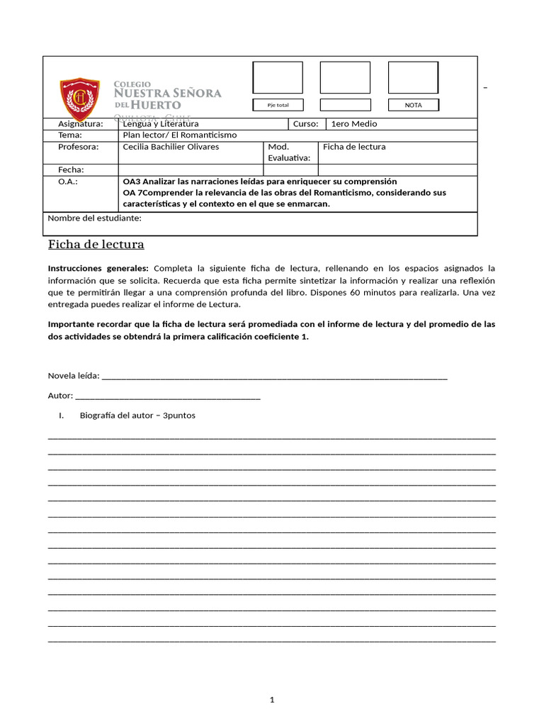 Ficha de Lectura EVALUACION | PDF