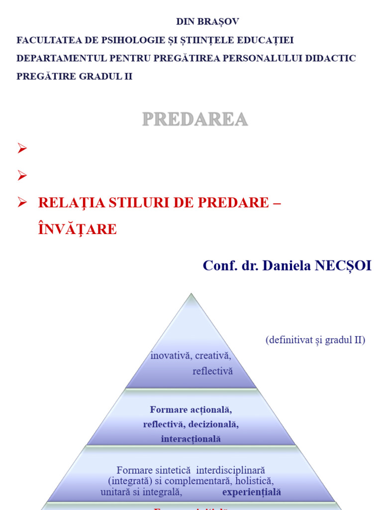 Daniela - Necsoi-Profi - "Predarea - Concept - Relatia Stiluri Predare ...