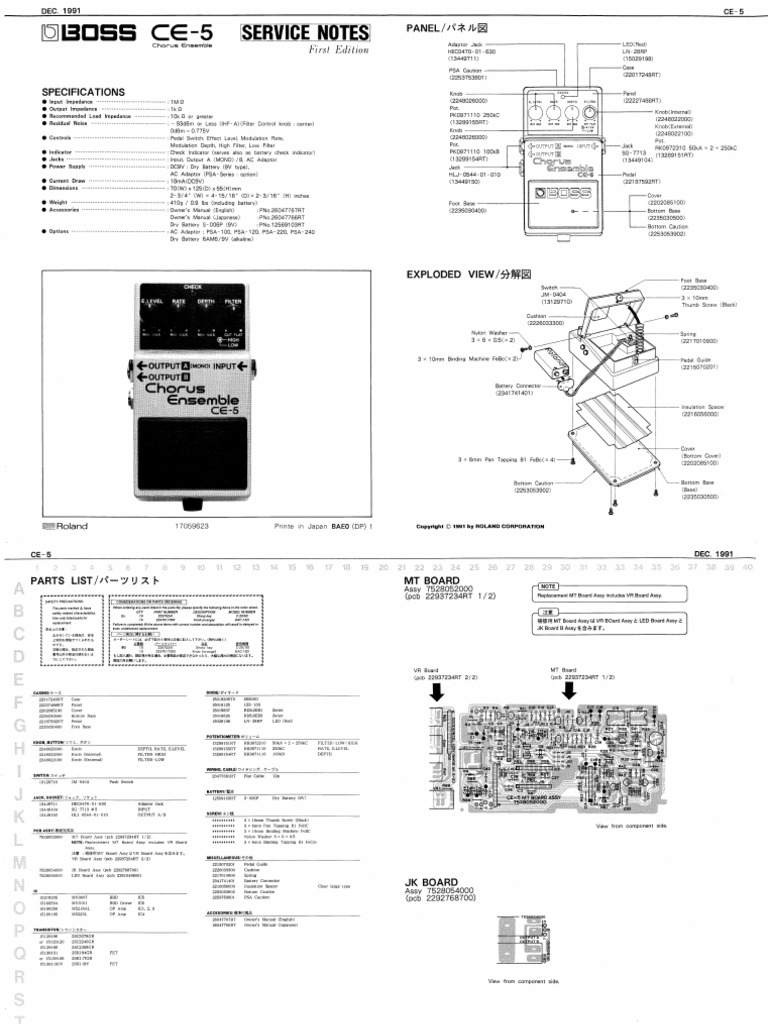Boss CE-5 Service Notes | PDF