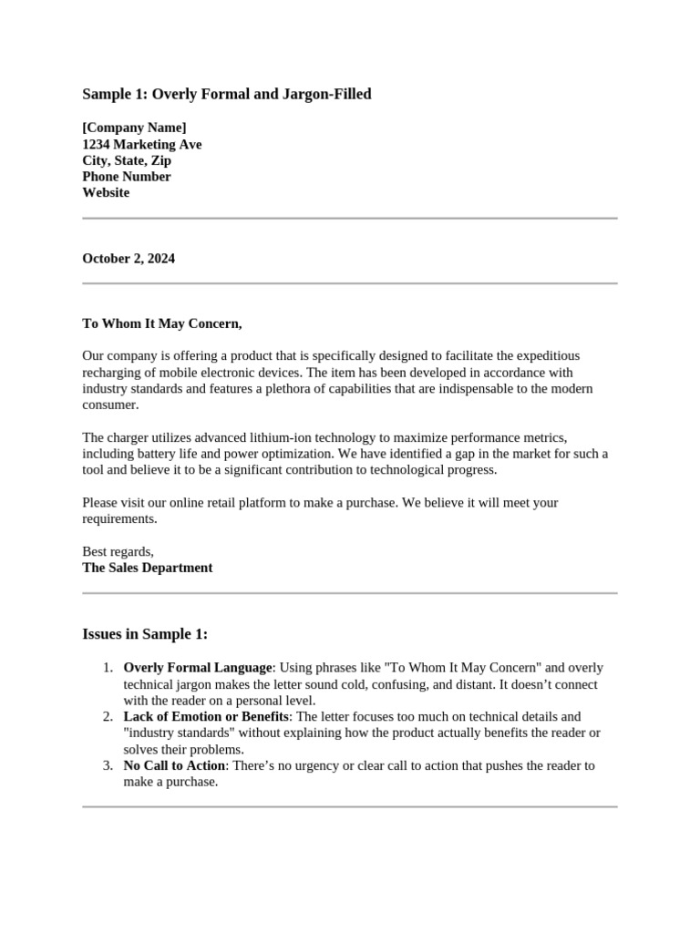 SAMPLE 2 - BAD SALES LETTER | PDF