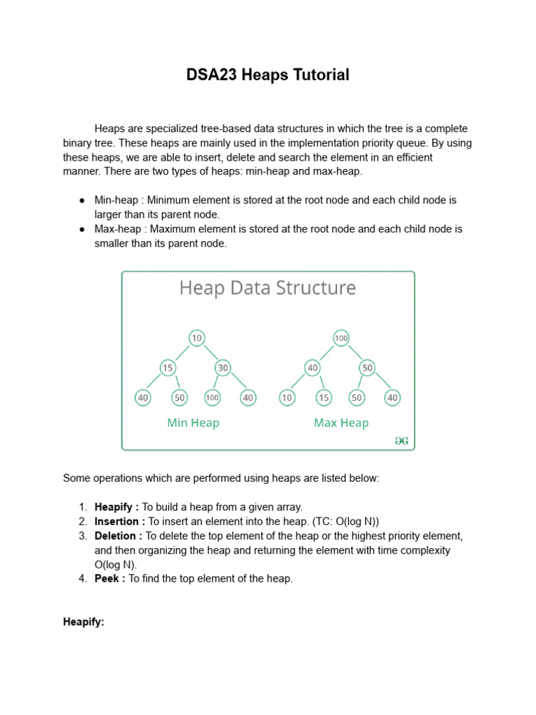 DSA23 Heaps Tutorial | PDF