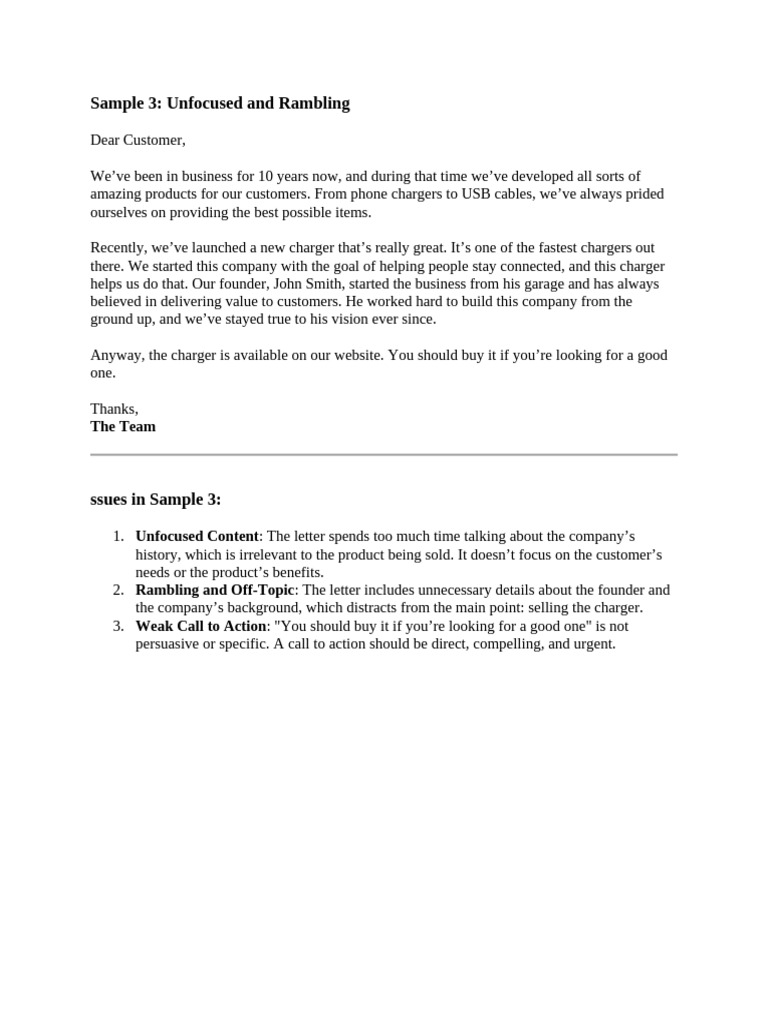 SAMPLE 04- BAD SALES LETTER | PDF
