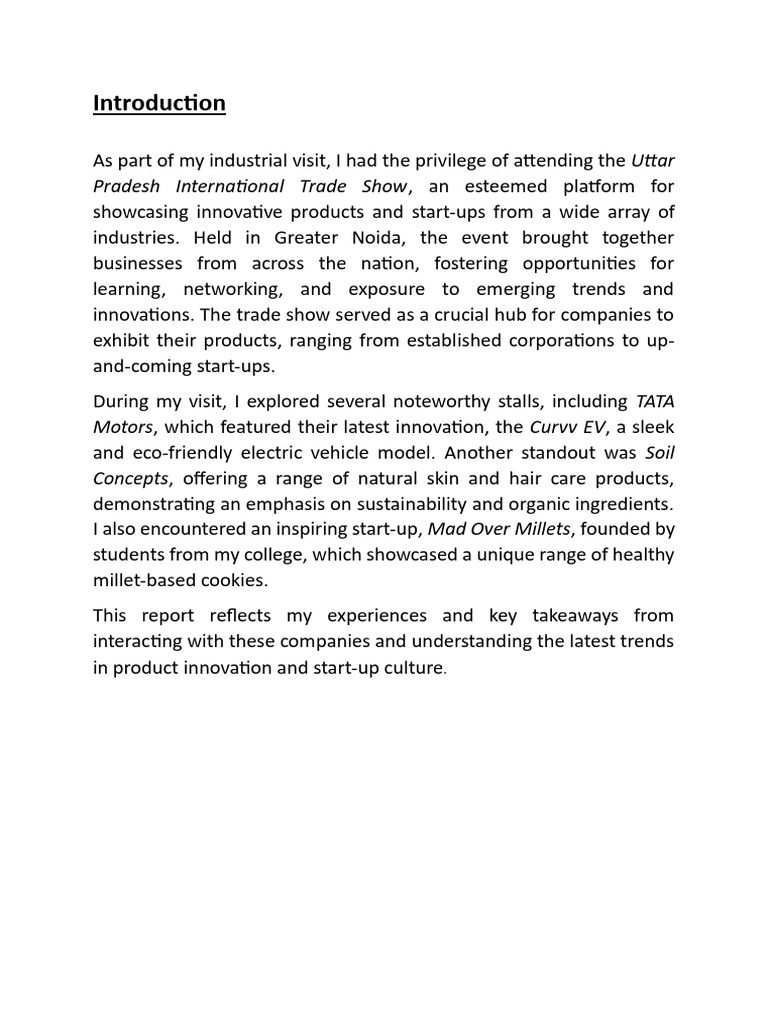 Mini Report - Industrial Visit | PDF