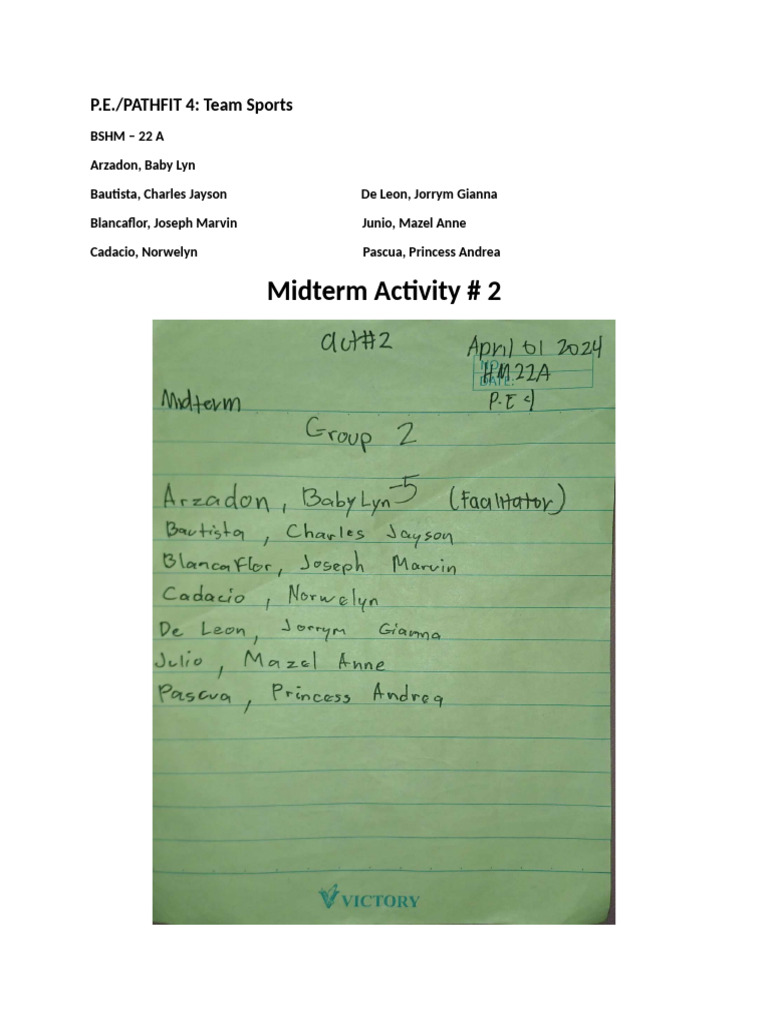 P.E 4 Midterm Activity 2 | PDF