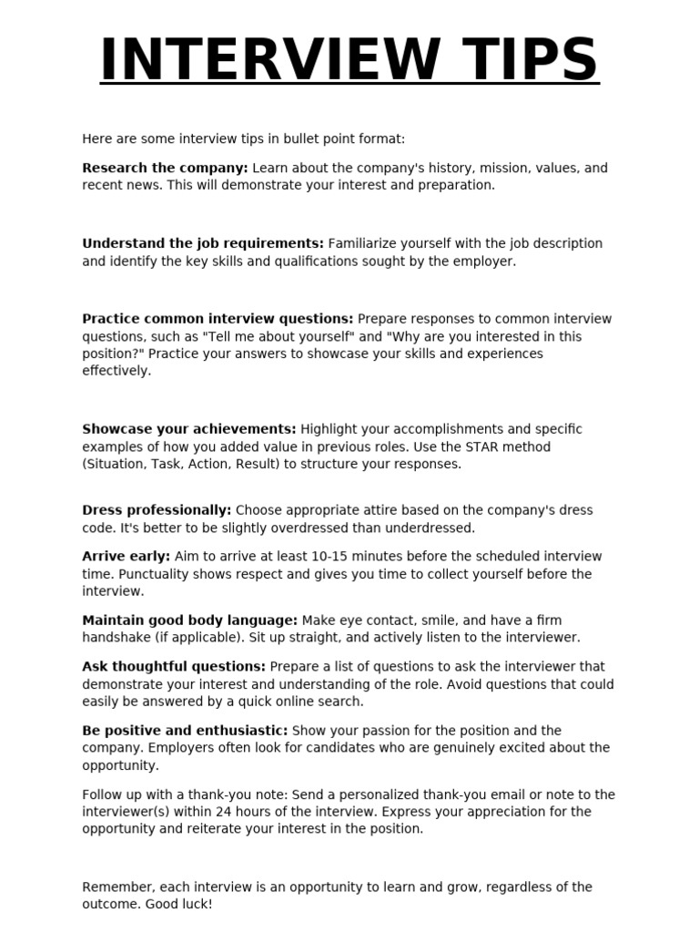 Blog Interview Tips | PDF