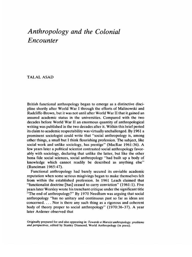 The Politics of Anthropology From Colonialism and ... - (Anthropology ...