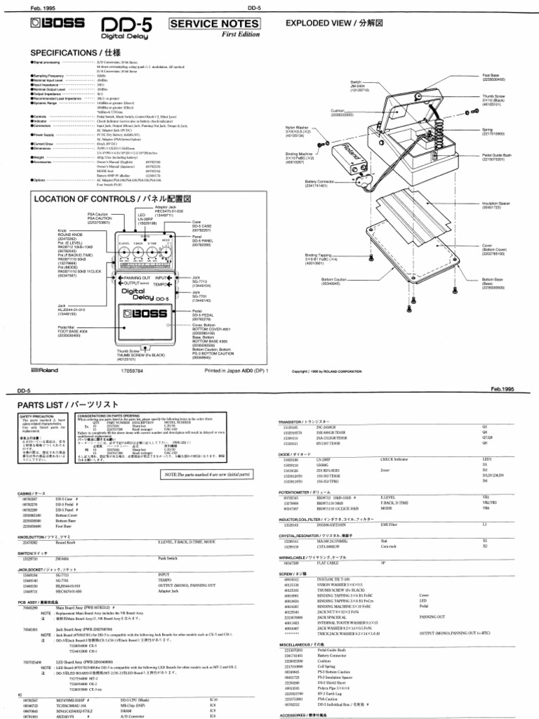 Boss DD-5 Service Notes | PDF